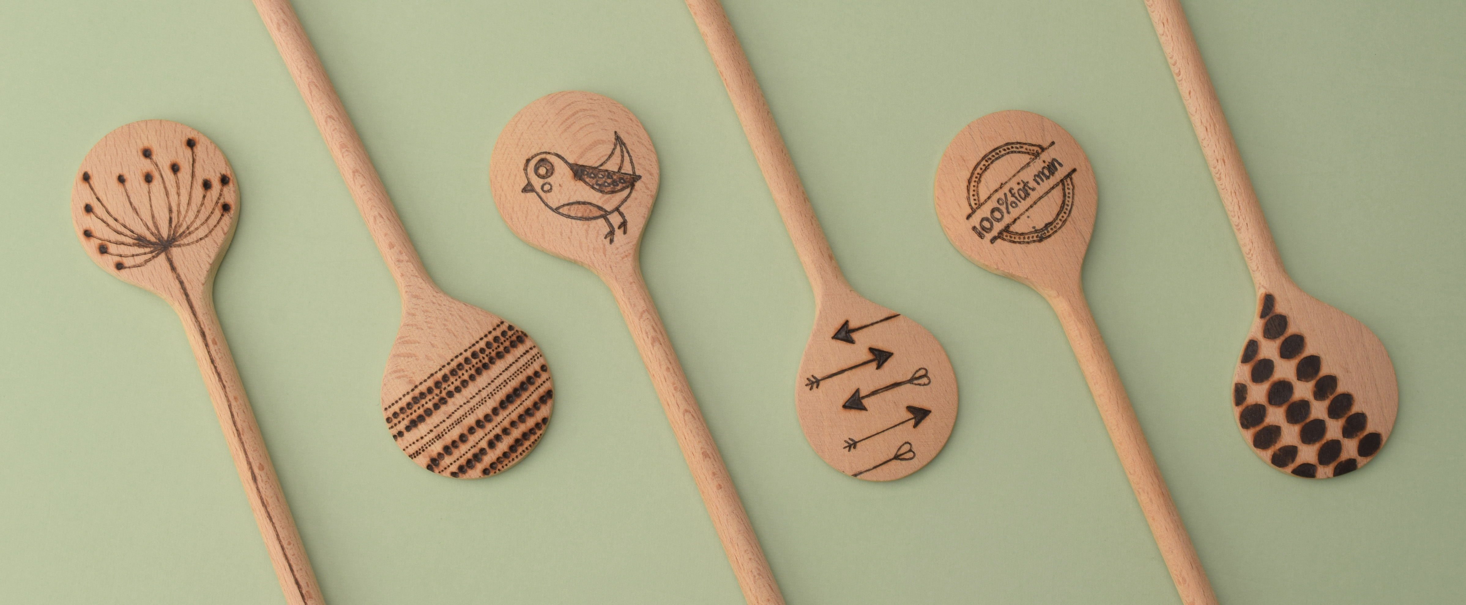Wooden spoon pyrography