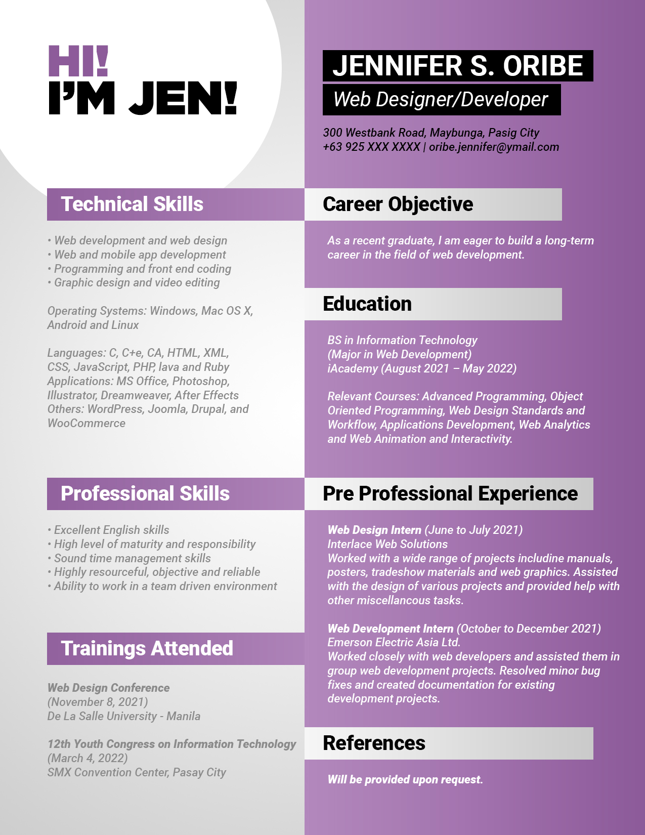 Filipino Student Resumes