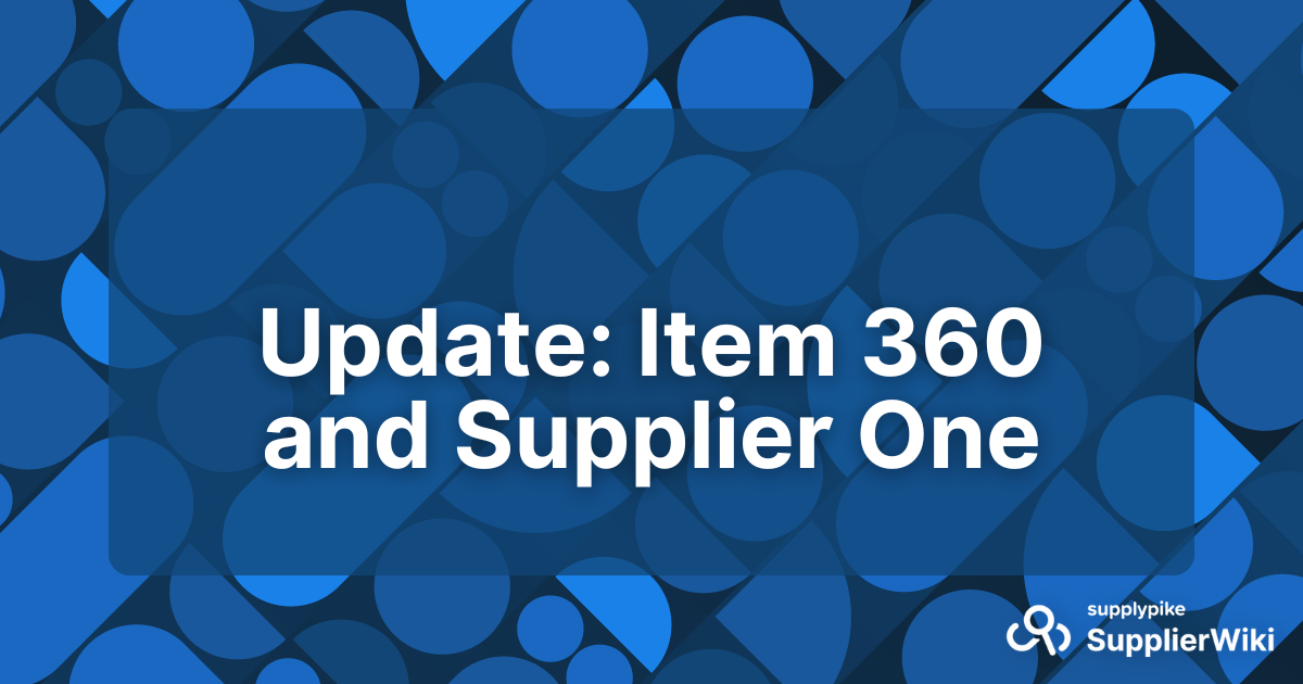 Update: Item 360 and Supplier One - SupplierWiki