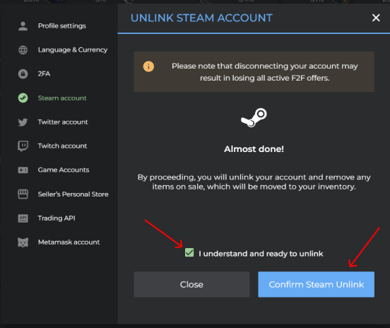 Disconnect Steam – DMarket Help Center
