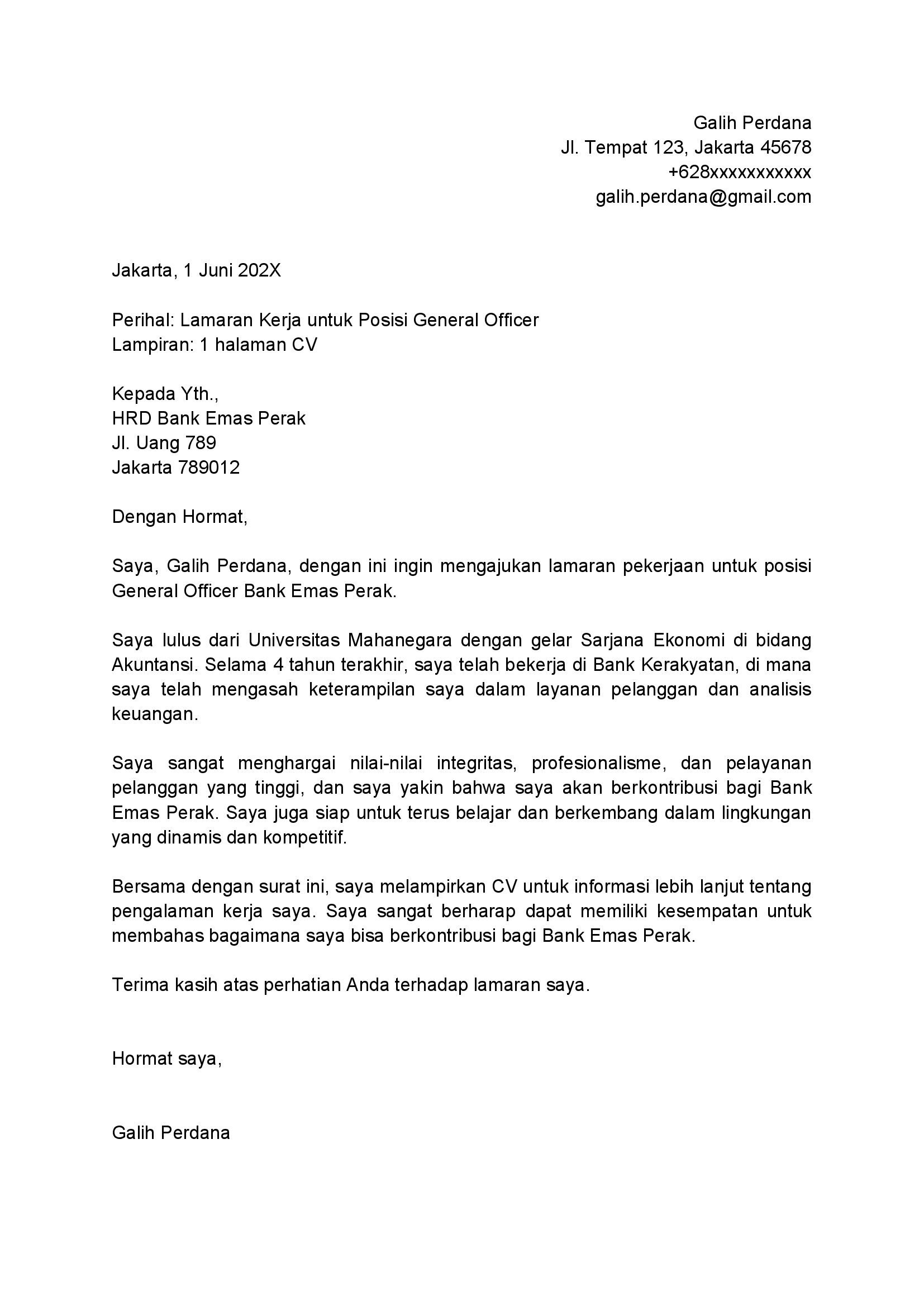 Contoh Surat Lamaran Kerja Word: Format & Cara Membuatnya - Jobstreet Indonesia