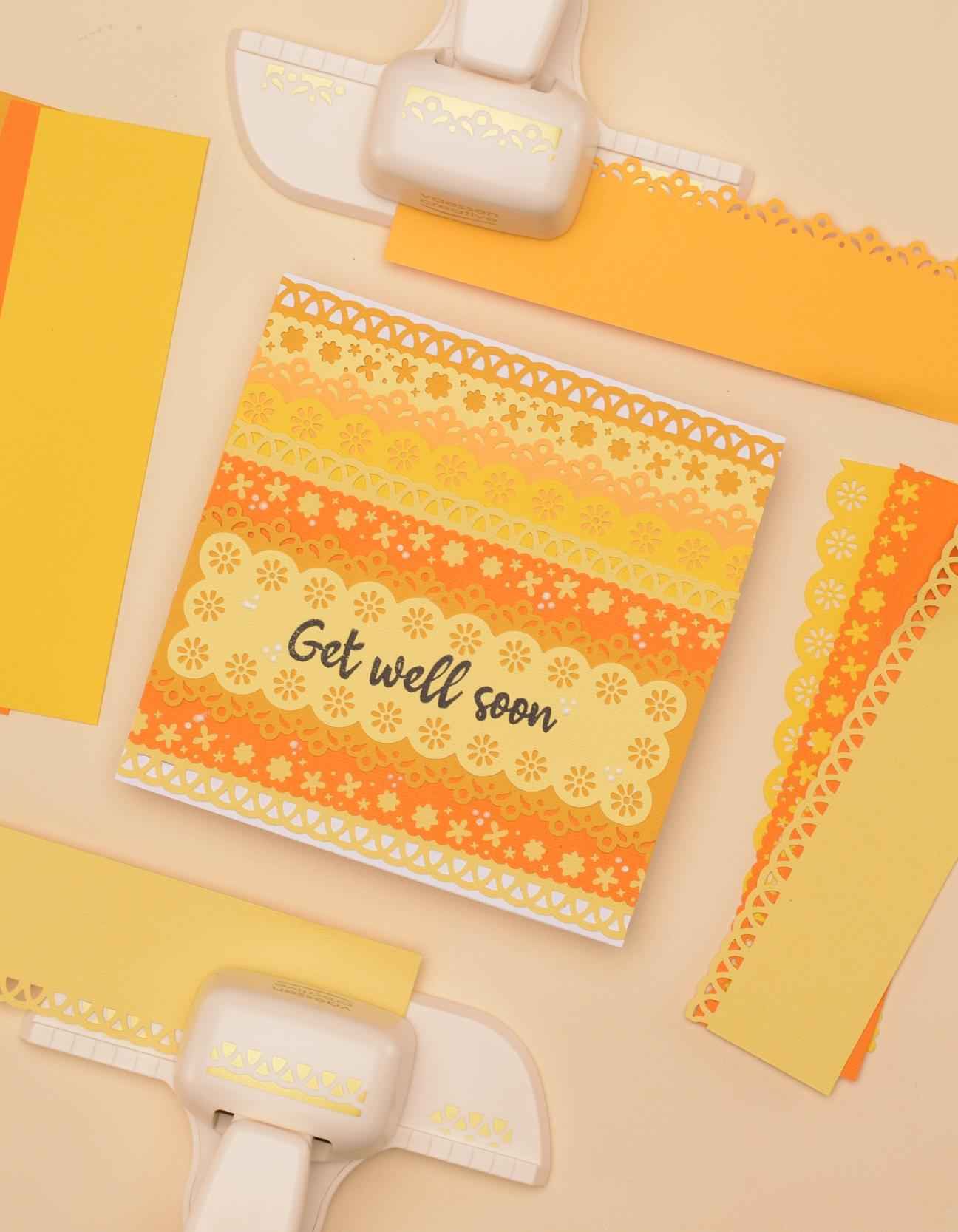 Create a get well soon card with border punches