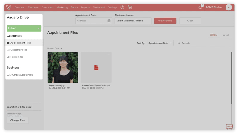 Upload Files to a Customer Profile on Vagaro Drive