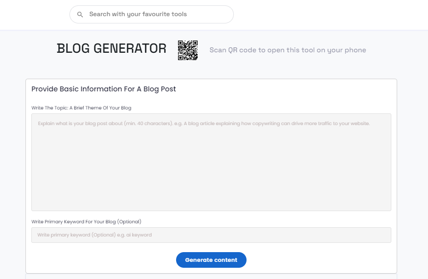 Free blog content generator