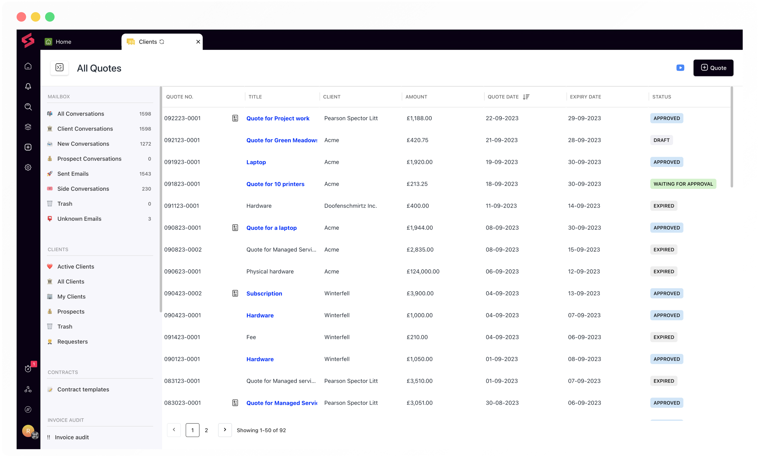 Quote Management for MSPs |Send quotes,get approval,and convert to invoices