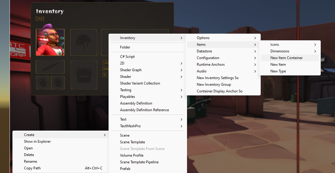 Creating Container Item - Ultimate Grid Inventory - Docs RushAssets