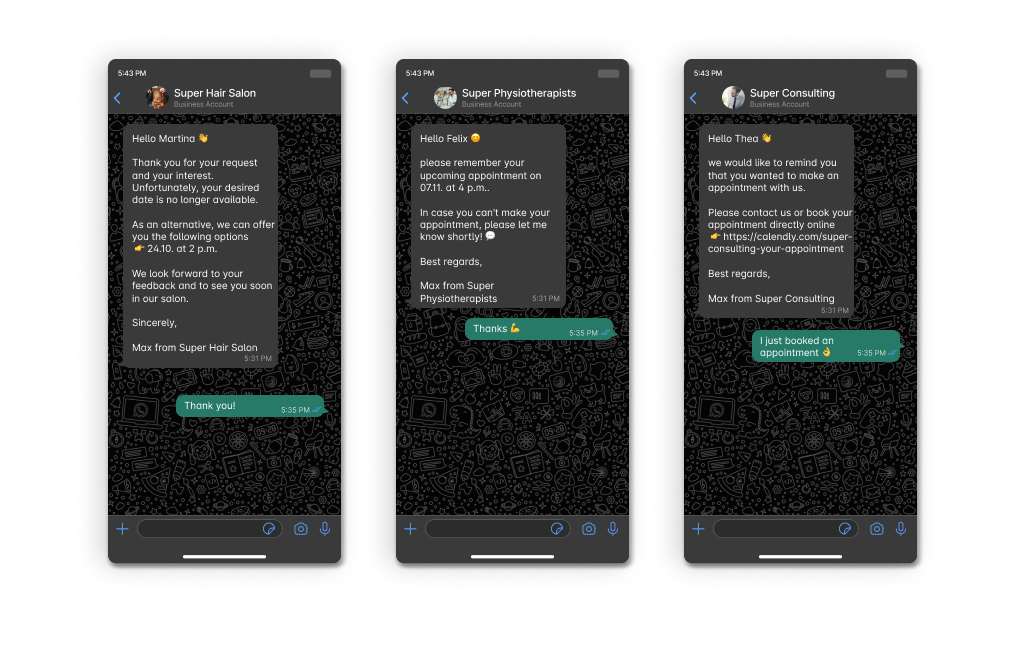 How to schedule Appointments via WhatsApp