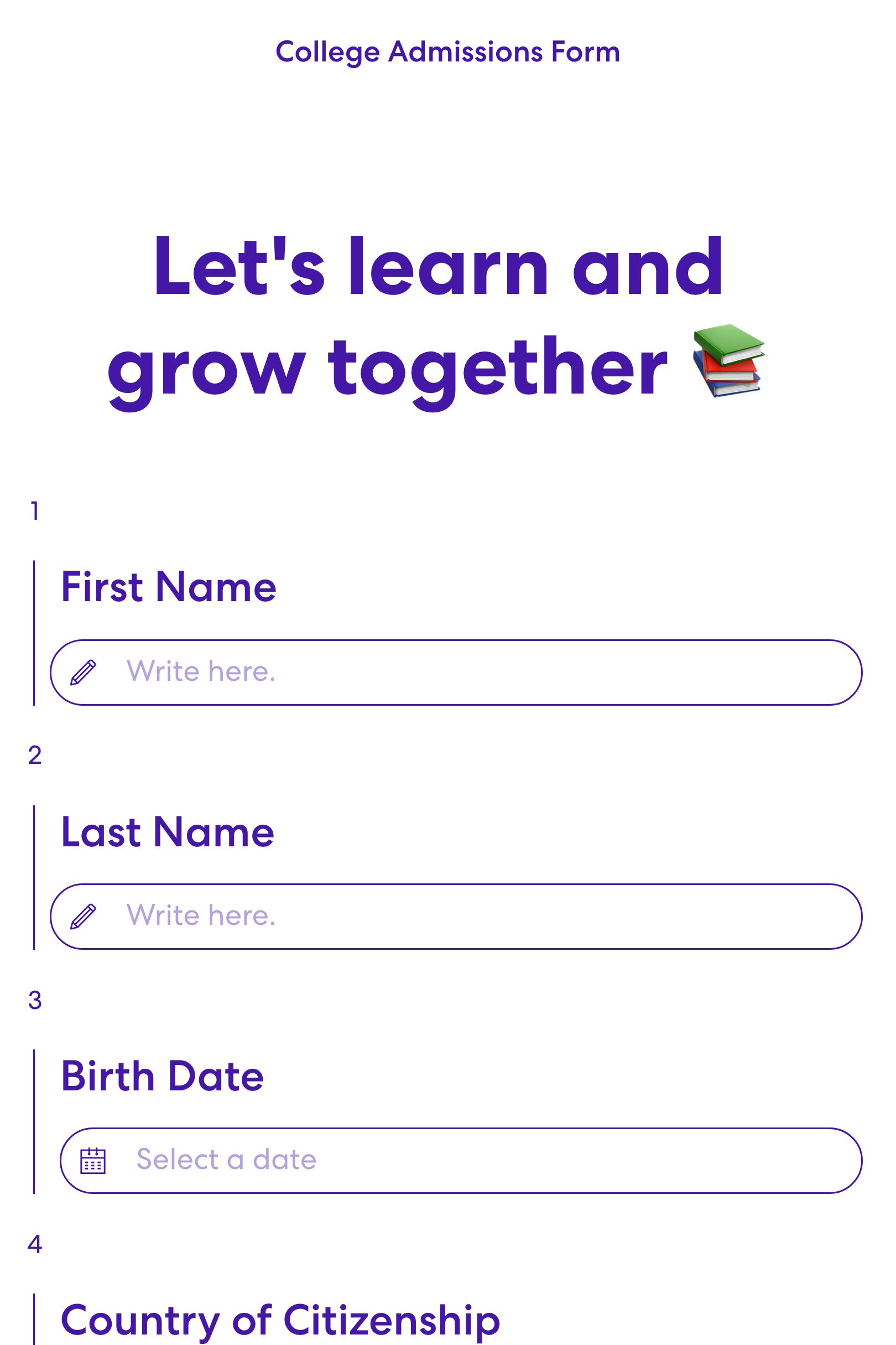 College Admissions Form