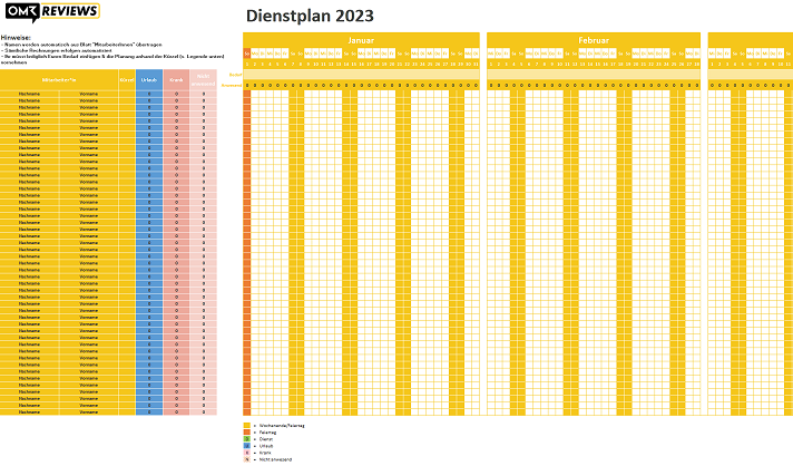 Shift planning in Excel: how it works