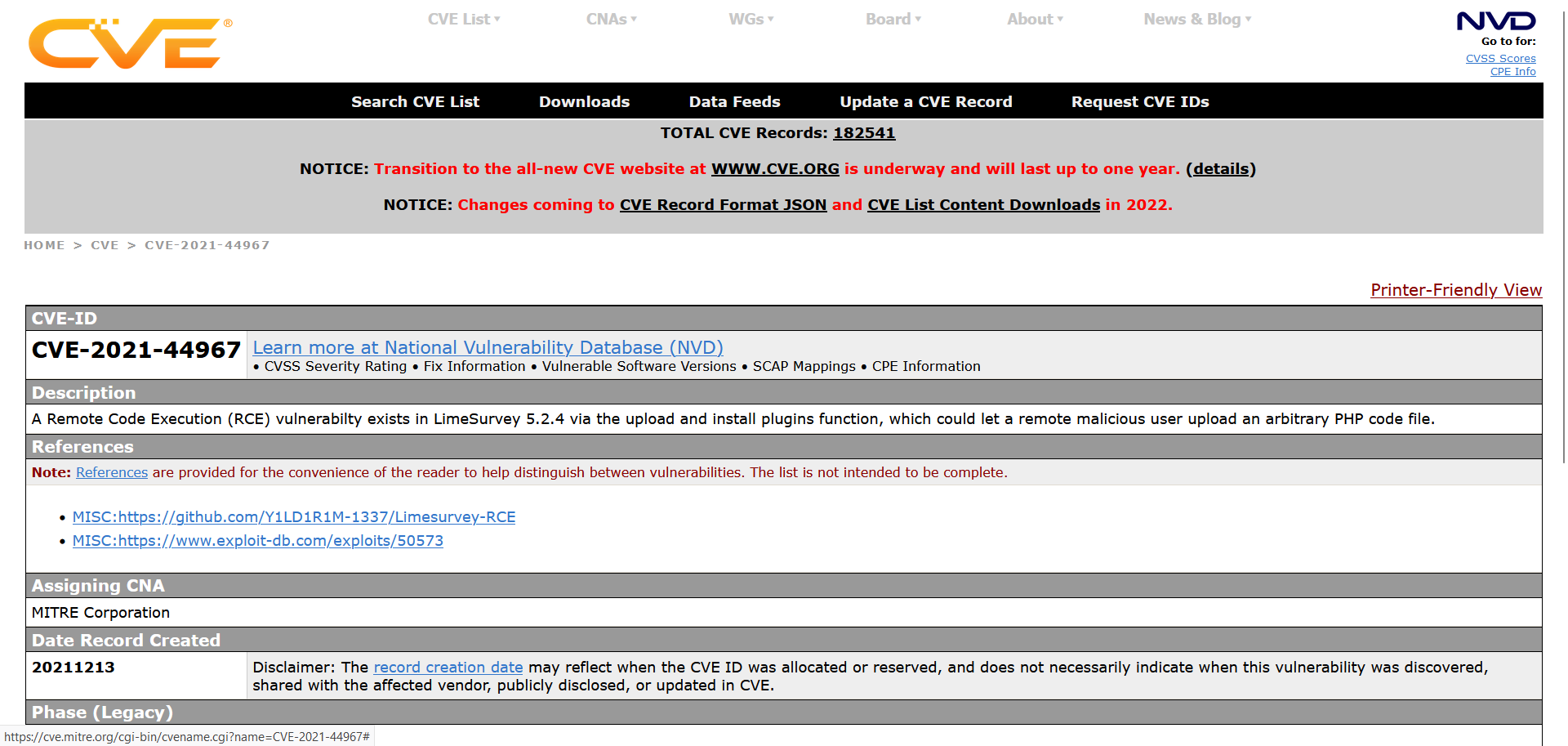 [CVE-2021-44967] LimeSurvey RCE