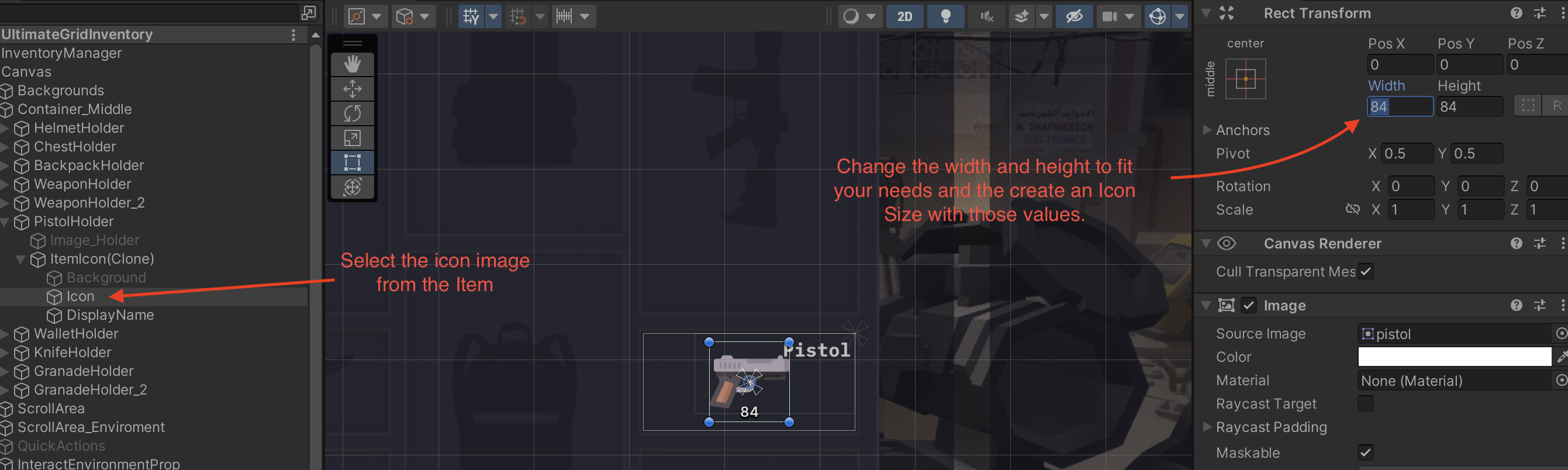 Choosing the right Icon Size - Ultimate Grid Inventory - Docs RushAssets