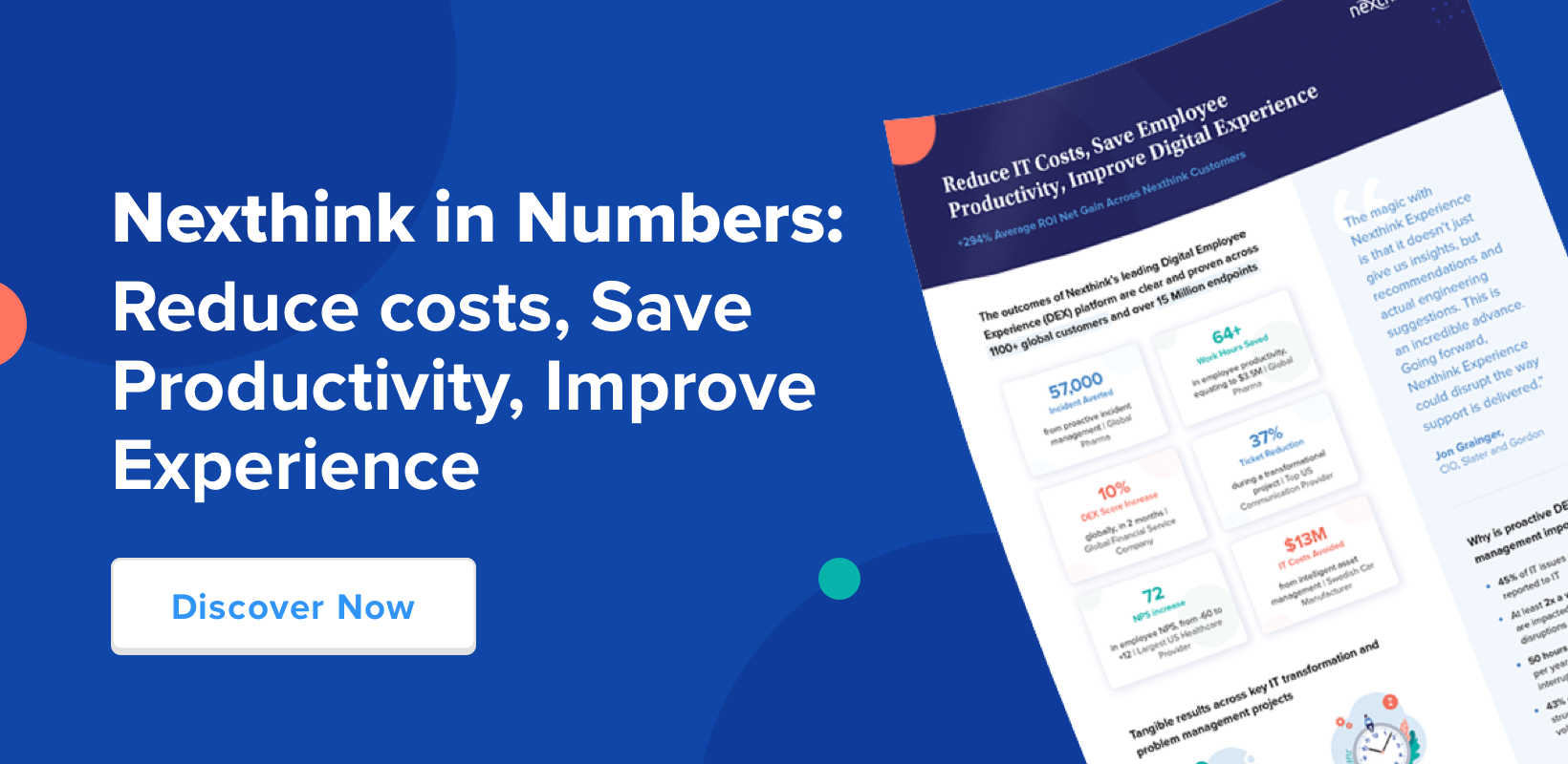 Nexthink in Numbers: Reduce costs, Save Productivity, Improve ...