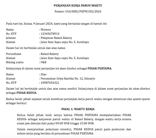 5 Contoh Surat Perjanjian Kerja, Unsur-Unsur, dan Sanksi Pelanggarannya ...