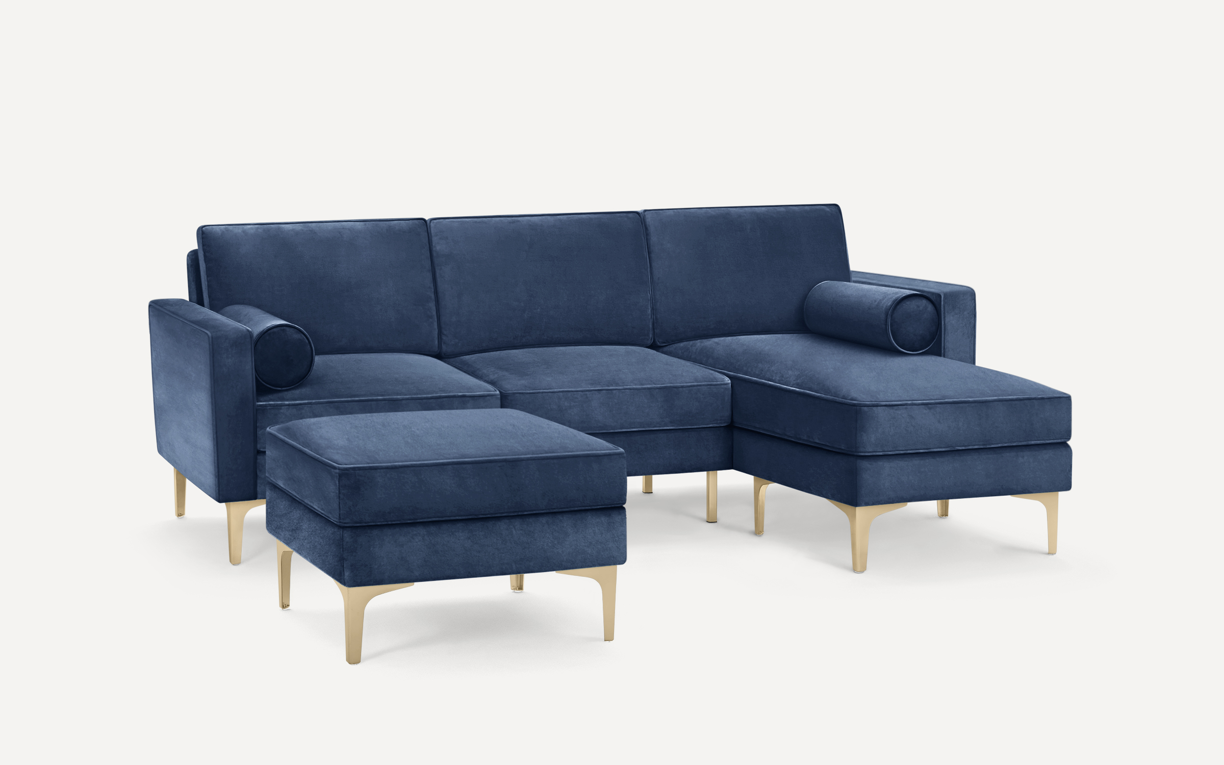 Nomad Velvet Fabric Sofa with Chaise and Ottoman Burrow