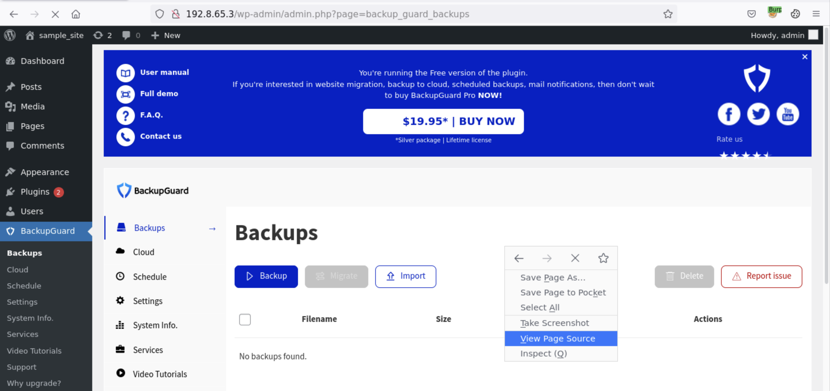 Lab Walkthrough - WordPress Plugin Backup Guard RCE