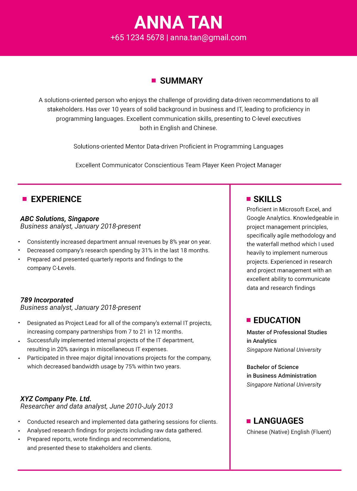 CV Examples for Writing a Great Resume - Jobstreet Singapore