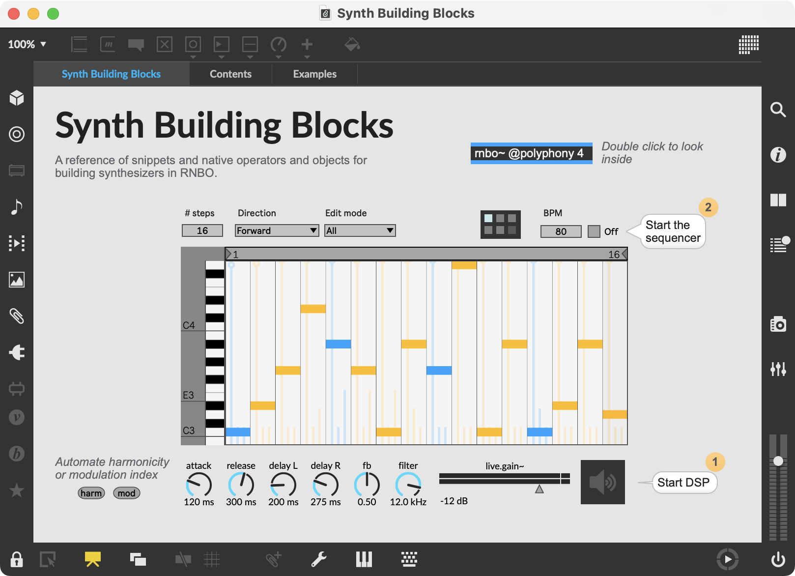 RNBO Synth Building Blocks Max Package | Cycling '74