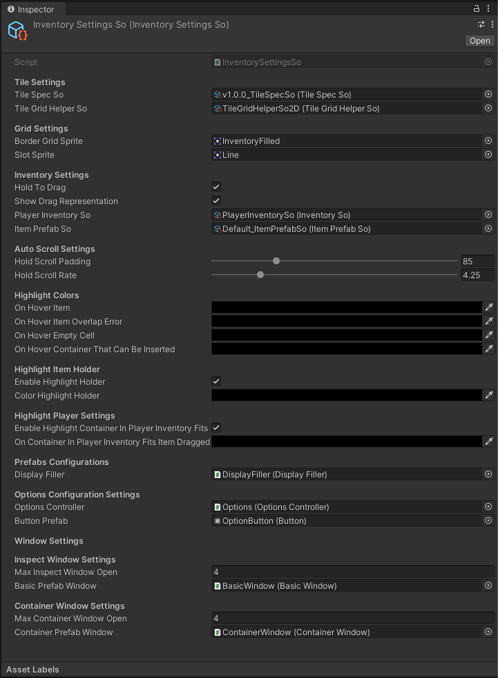 Setting up the Inventory Settings - Ultimate Grid Inventory - Docs RushAssets