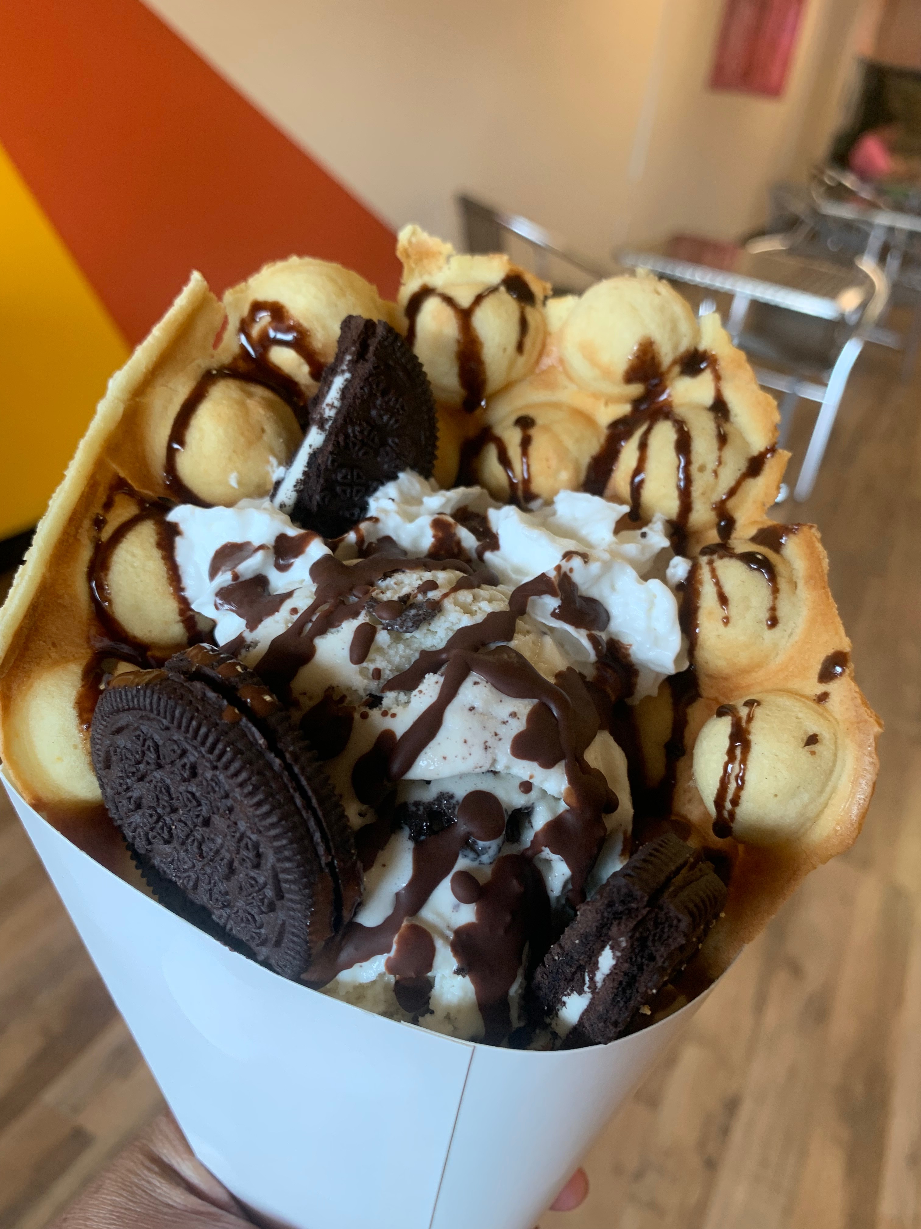 Oreo Bubble Waffle Cone Hola Michoacan Ice Cream