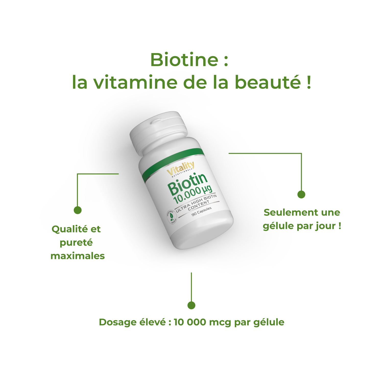 Biotine 10 000 µg Gélules biotine haute dose | VitaminExpress