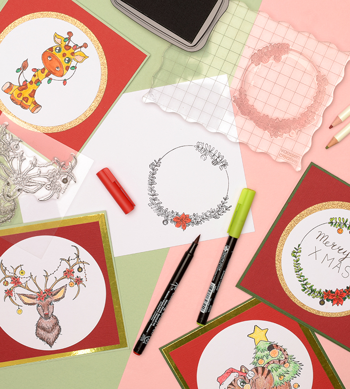 Making a Christmas Card with a Wreath Stamp | Vaessen Creative