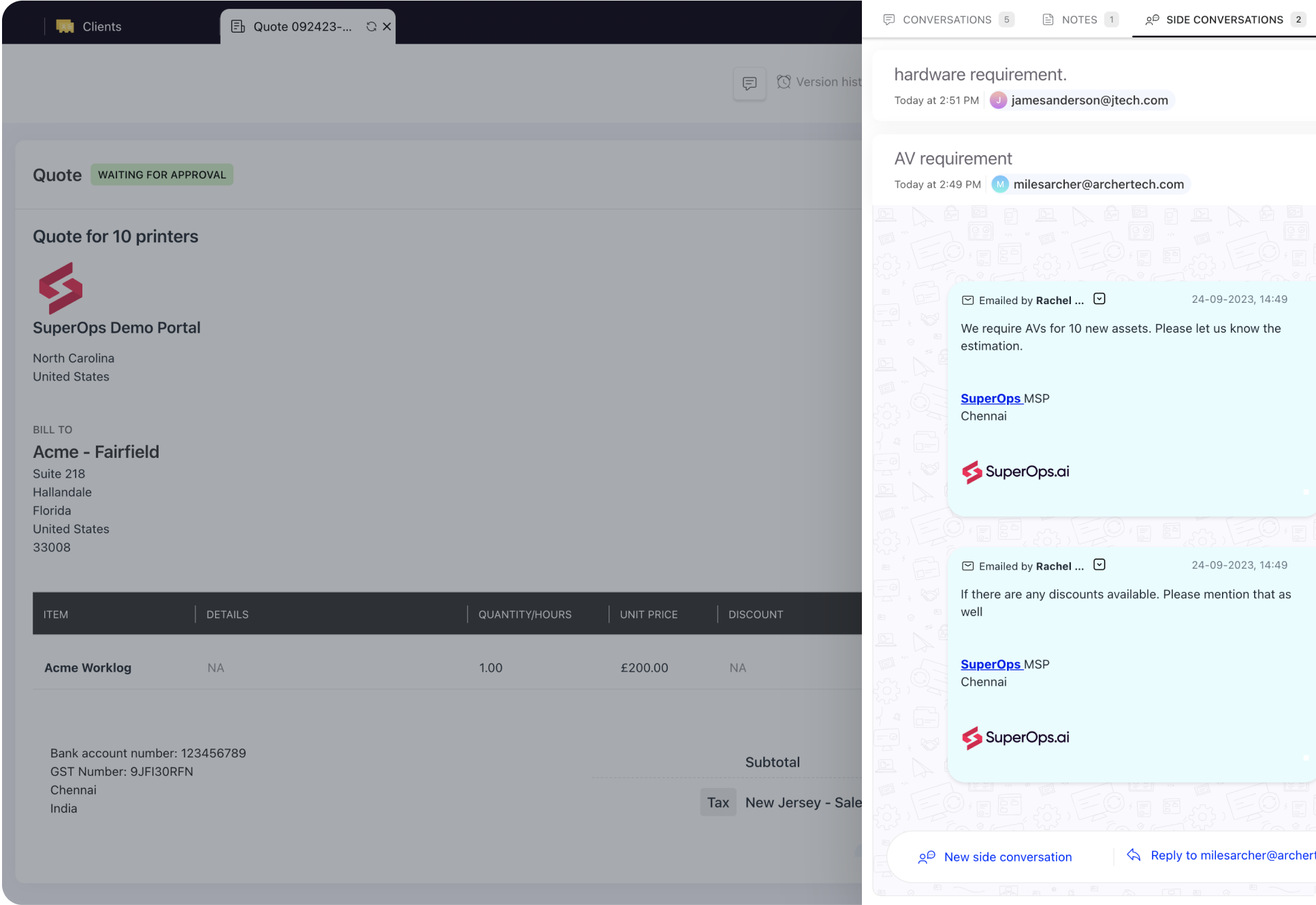 Quote Management for MSPs |Send quotes,get approval,and convert to invoices