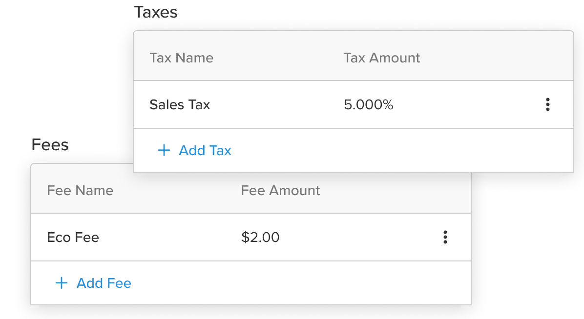 Create Tax Rates & Fees