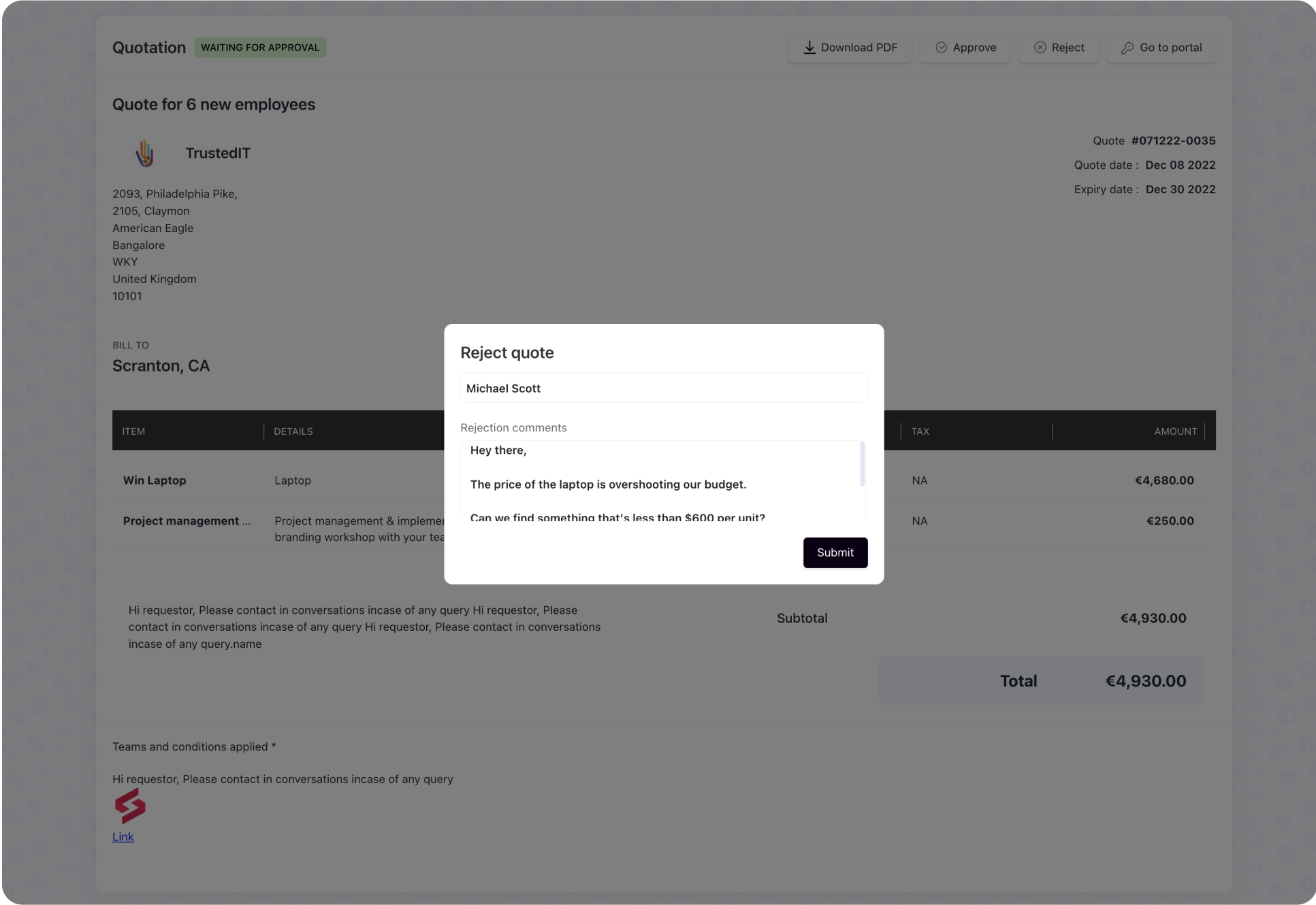 Quote Management for MSPs |Send quotes,get approval,and convert to invoices