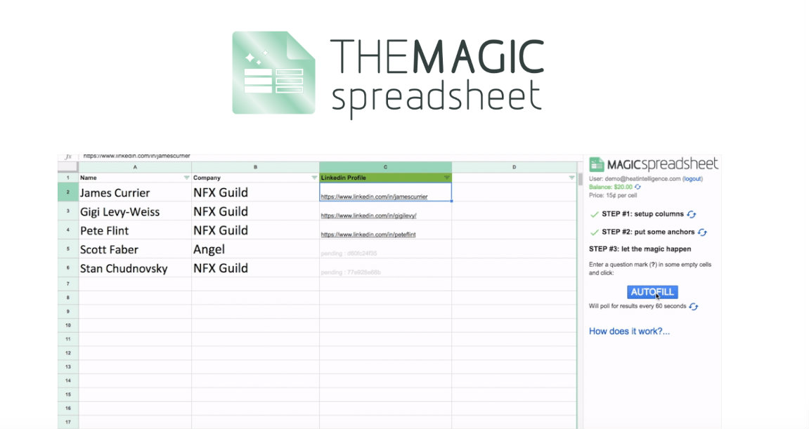 Magic Spreadsheet: Using AI to Fill Google Spreadsheets | Startups.com