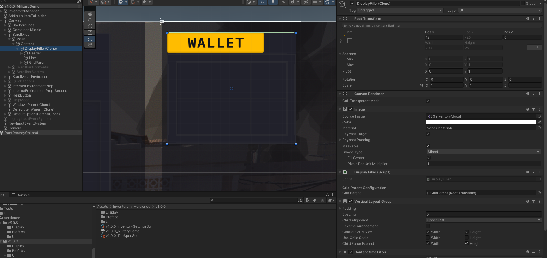Configuring Display Filler - Ultimate Grid Inventory - Docs RushAssets
