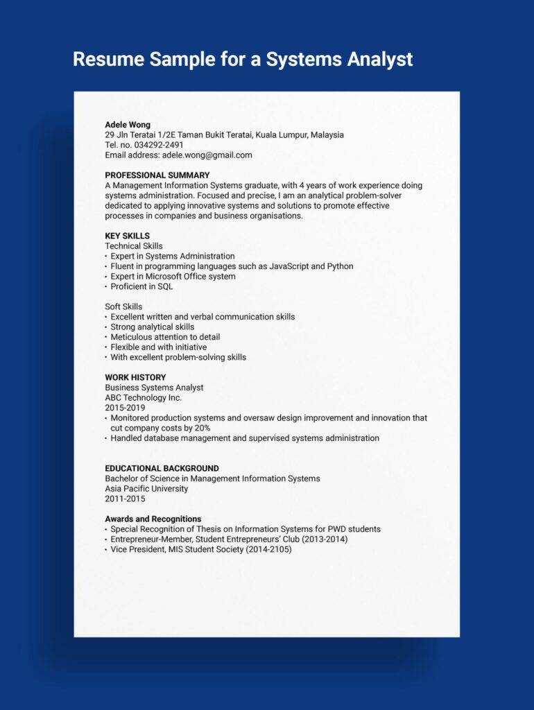 Showcase Your Expertise and Passion in a Resume for a Systems Analyst ...