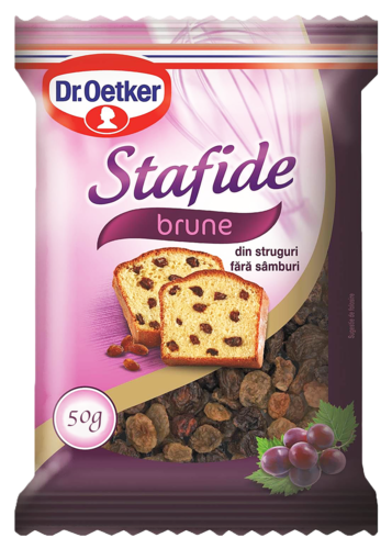 Stafide brune 50g - Nucă de cocos și stafide | Dr. Oetker