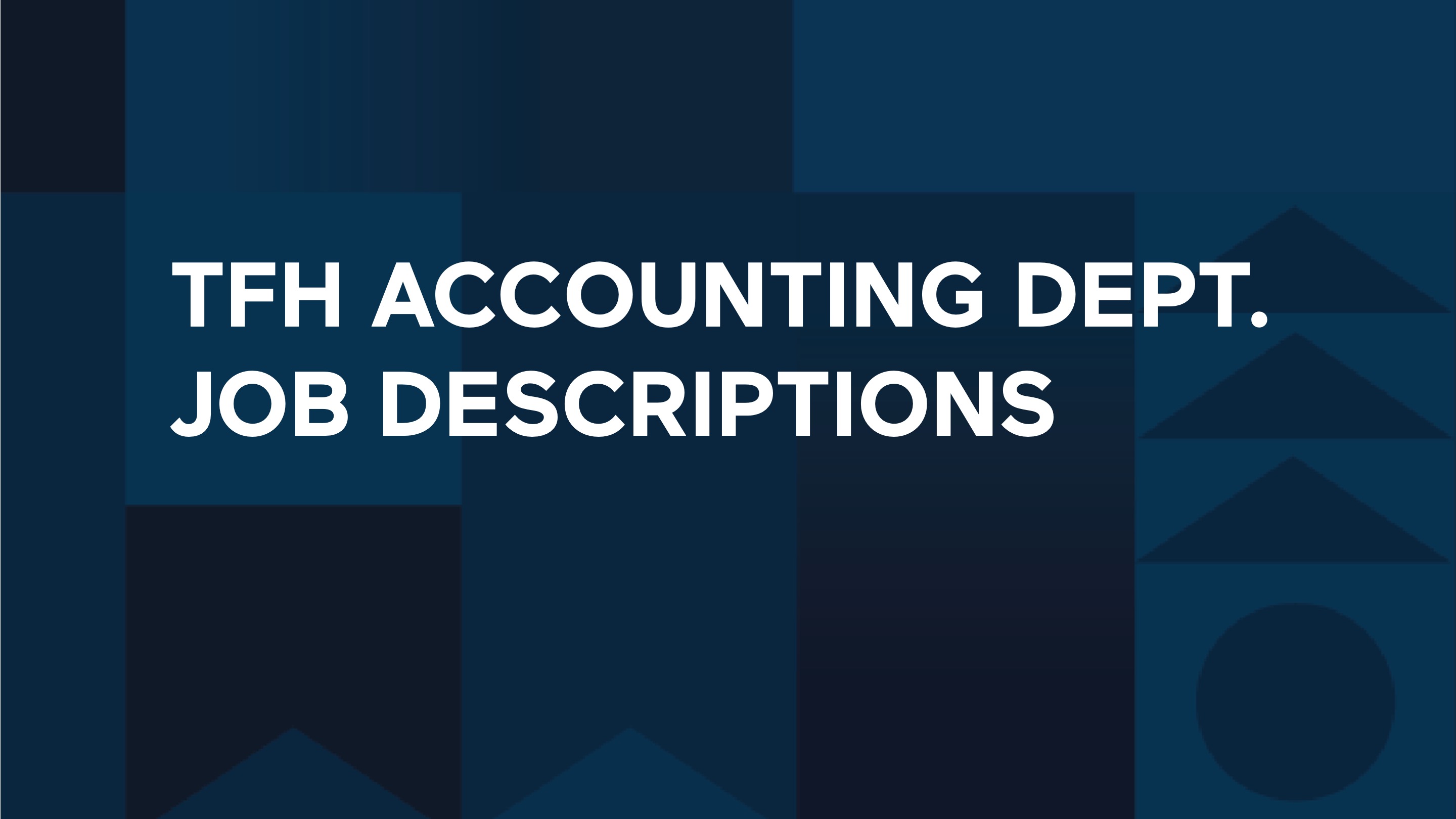 Accounting Department Job Descriptions