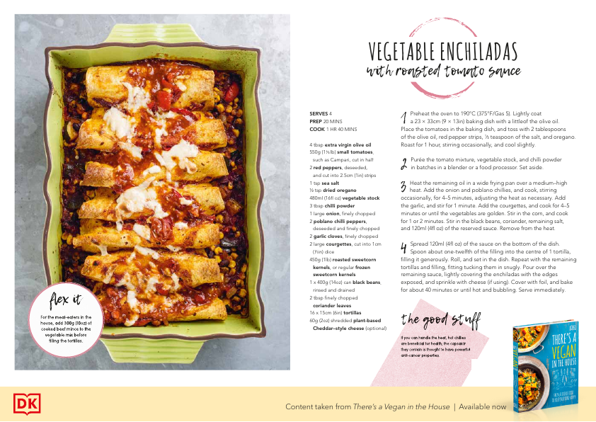 Vegetable Enchiladas Recipe Sheet