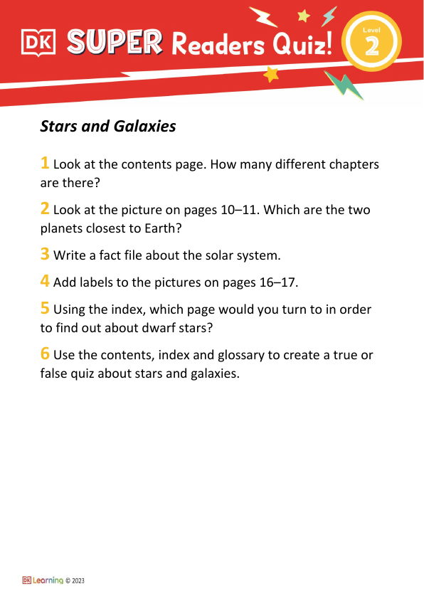 Level 2 Stars and Galaxies Comprehension Quiz