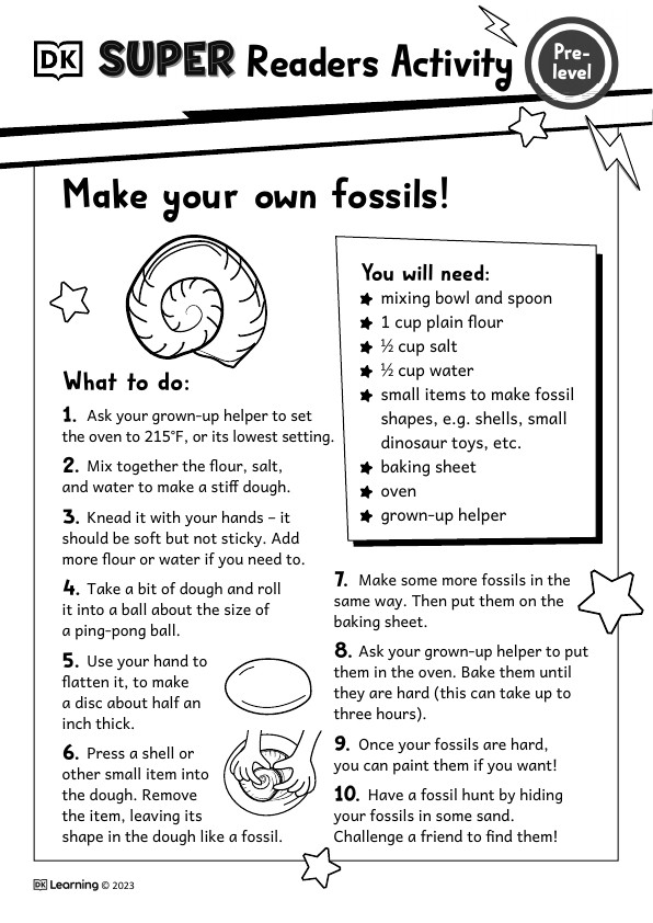 Pre-level Make Your Own Fossils! Activity Sheet