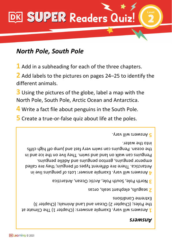Level 2 North Pole, South Pole Comprehension Quiz