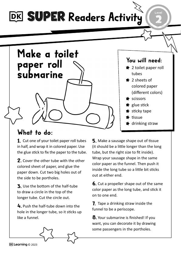 Level 2 Make A Toilet Paper Roll Submarine Activity Sheet