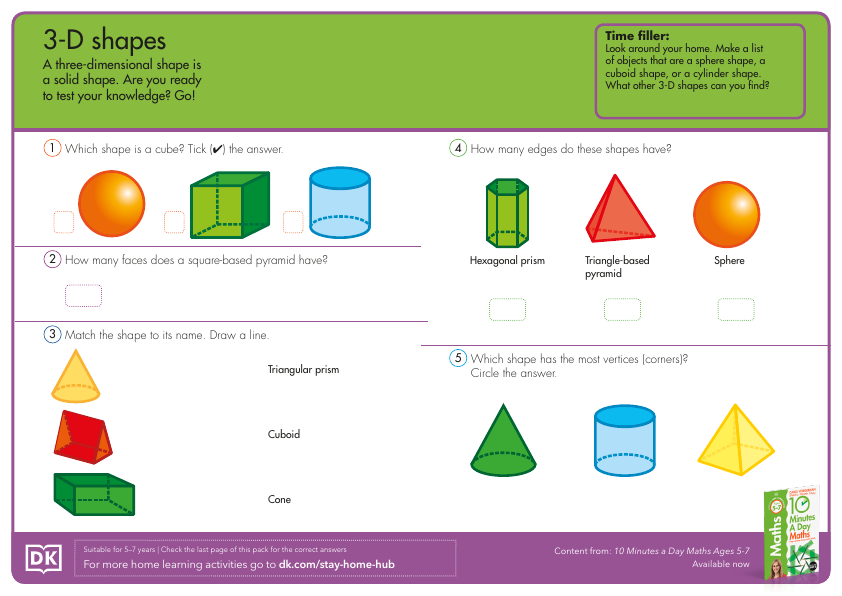 3-D Shapes Activity Sheet