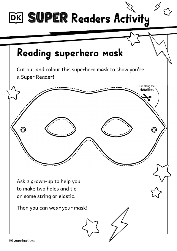 Reading Superhero Mask Activity Sheet