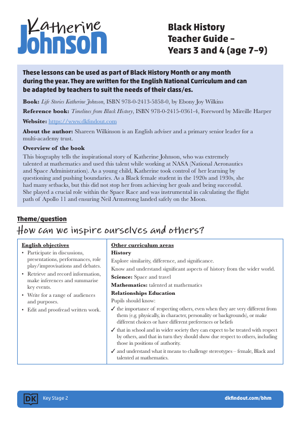 Life Stories Katherine Johnson Lesson Plan