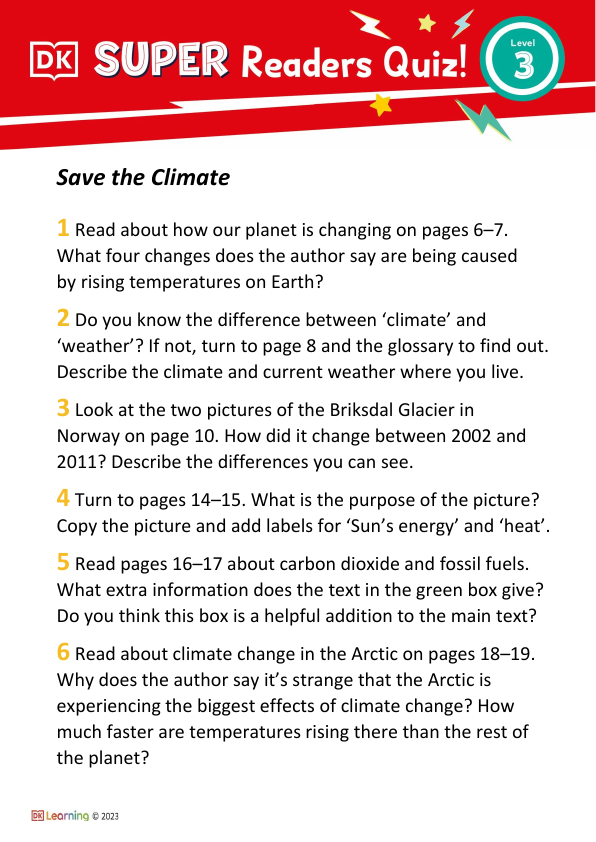 Level 3 Save the Climate Comprehension Quiz