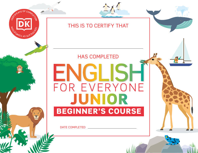 English for Everyone Junior Certificate of Completion - Beginner's Course