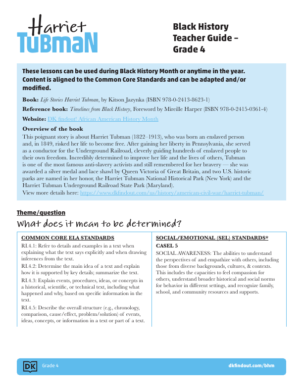 Life Stories Harriet Tubman Lesson Plan