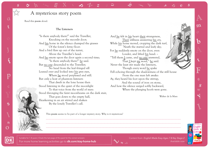 English: A Mysterious Poem Activity Sheet