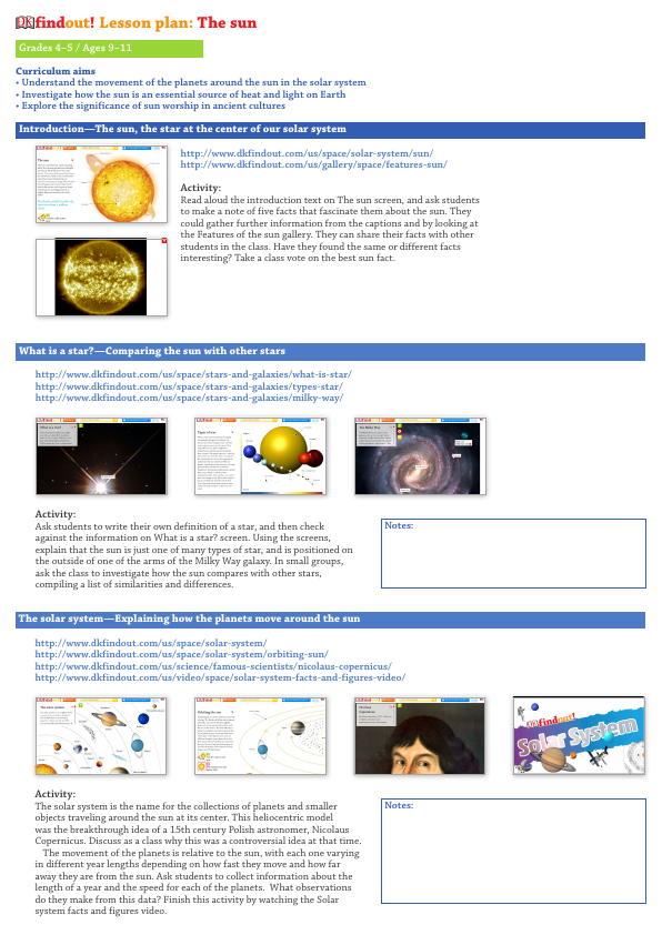 DKfindout! The Sun Lesson plan