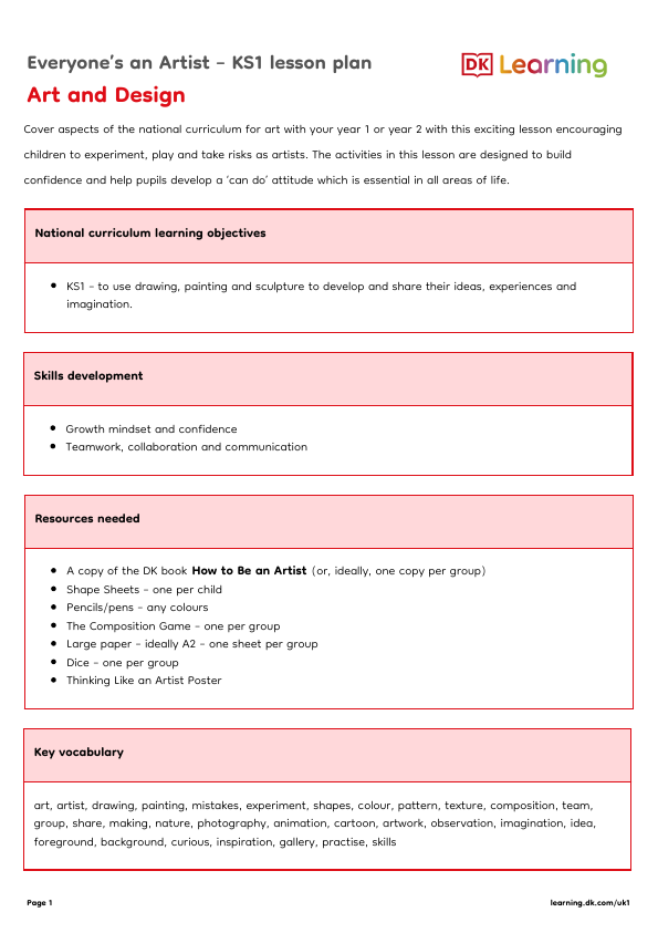 Everyone’s an Artist – KS1 lesson plan